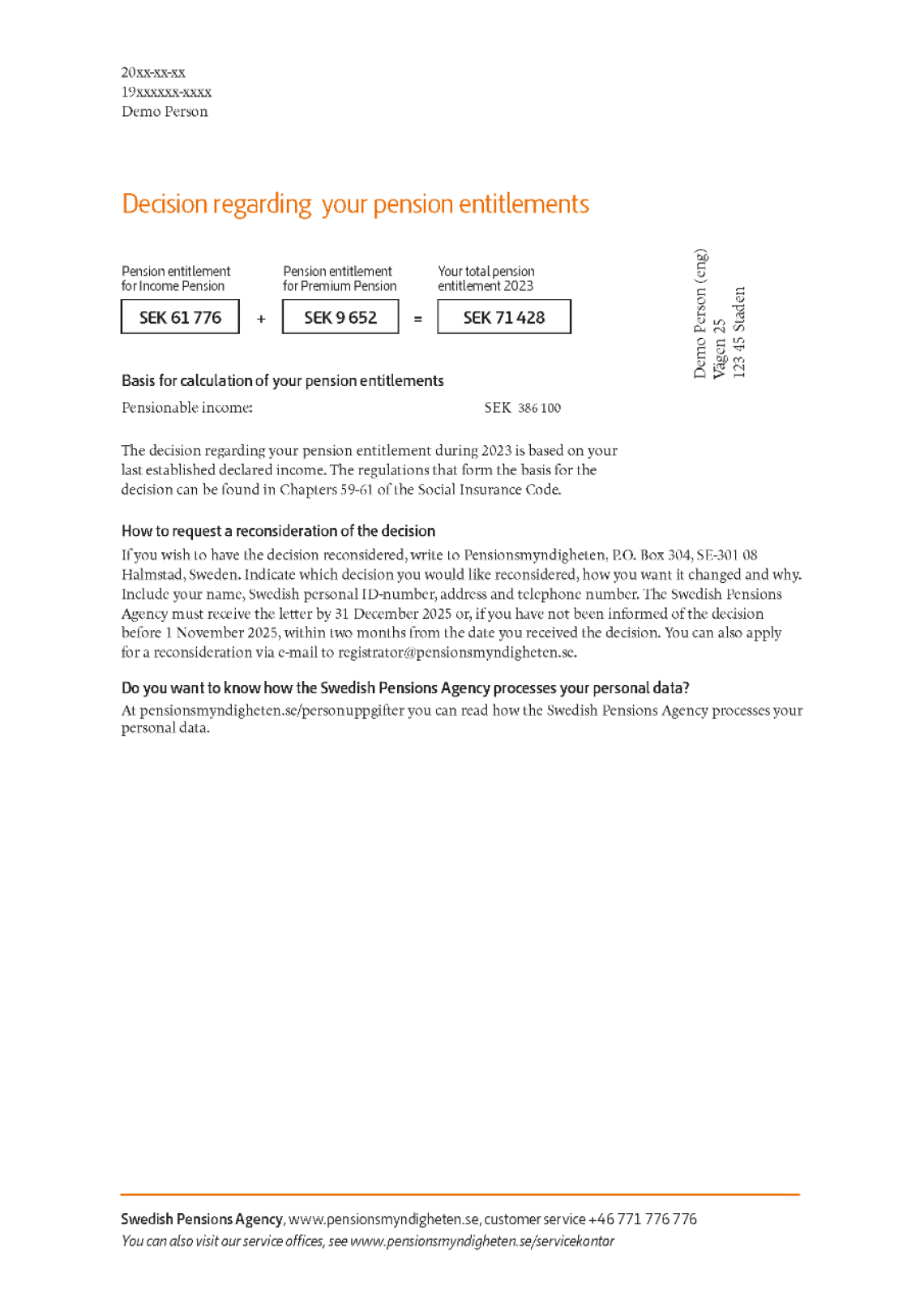 Orange envelope - annual statement for your national public pension ...